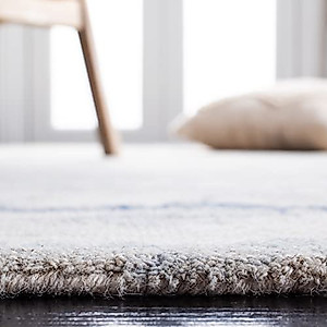 SAFAVIEH Abstract Collection Runner Rug - 2'3" x 12', Ivory & Blue, Handmade Abstract Wool, Ideal for High Traffic Areas in Living Room, Bedroom (ABT465A)