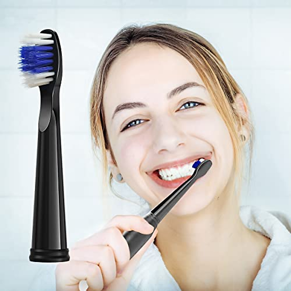 Electric Toothbrush Replacement Heads Compatible with Fairywill Electric Toothbrush FW-507/508/515/551/917/959/2011/D1/D3/D7/D8 Soft Toothbrush Heads Black 5 Pack