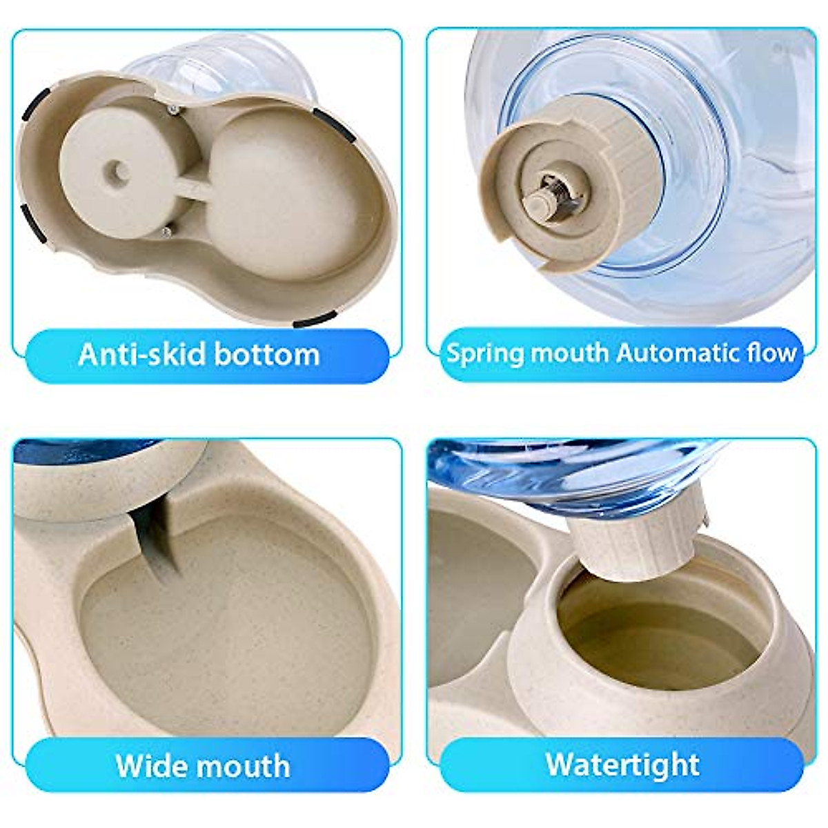 Automatic Cat Water Dispenser with Pet Food Mat for Small Medium Dog Pets Puppy Kitten Big Capacity 1.5 Gallon