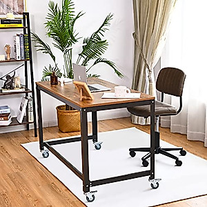 Tangkula Rolling Computer Desk, Portable Rolling Table, Mobile Home Office Desk Writing Study Desk, Movable Workstation with 4 Smooth Wheels, Home Office Work Table
