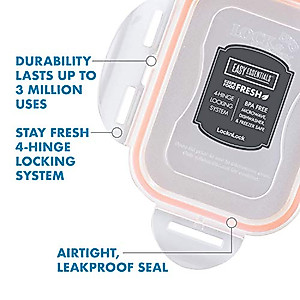 LOCK & LOCK Easy Essentials Color Mates Food Storage lids/Airtight containers, BPA Free, 18 Piece, Clear
