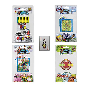 Worlds Smallest Miniature Classic Kids Games Bundle – Hungry Hungry Hippos – Chutes & Ladders – Candyland – Connect 4 with Bonus Miniature Playing Cards