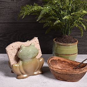 The Barrington Garage Frog Shaped Stoneware Sponge Holder, Green