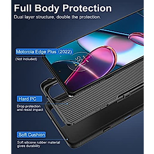 Dahkoiz for Motorola Edge Plus(2022) Case, Moto Edge Plus 5G UW 2022 Case with Dust-Proof Cap, Full Body Protection Silicone Rubber Cover Phone Case for Motorola Edge Plus(2022), Black