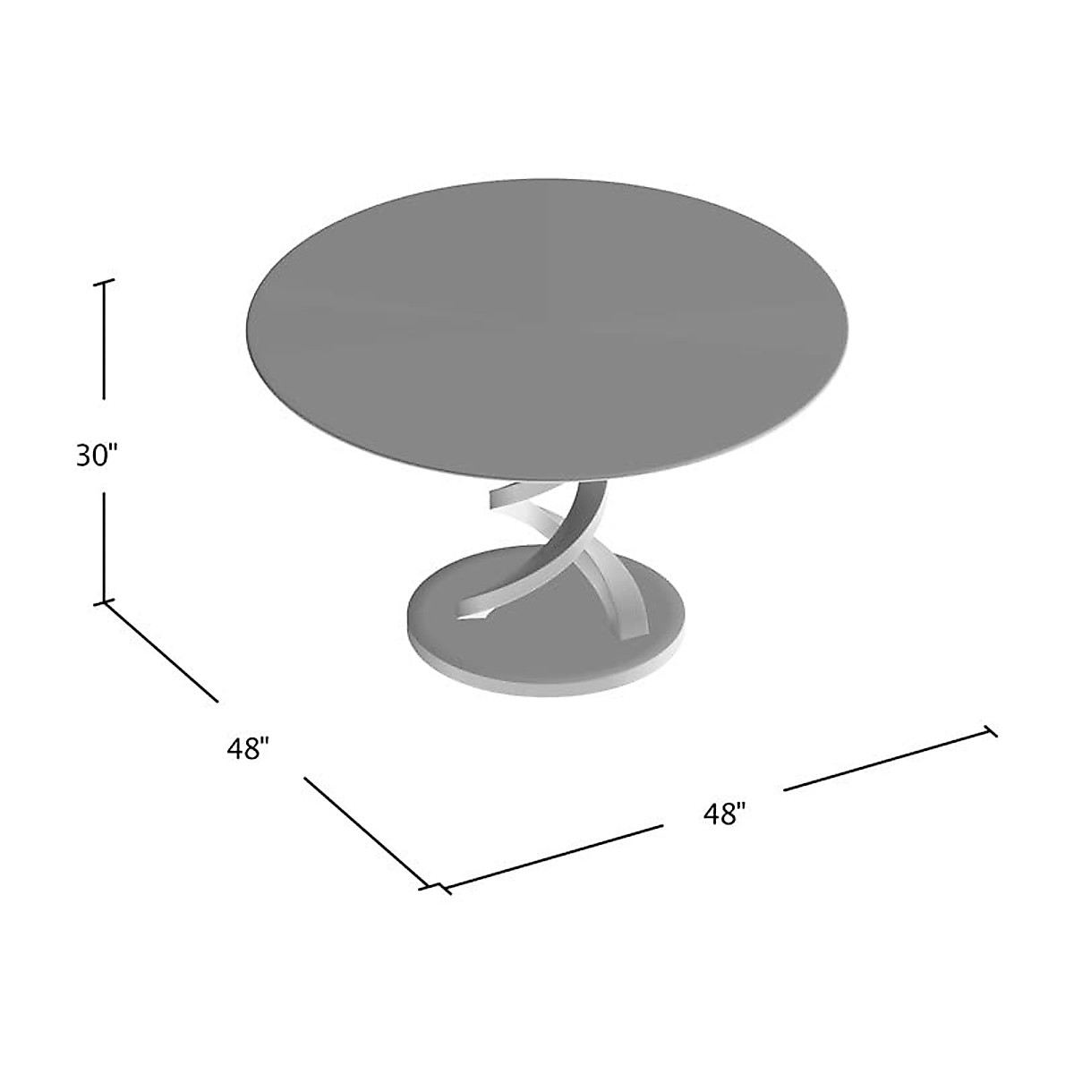 BOWERY HILL 48" Round Glass Top Modern Pedestal Base Dining Table in Chrome Satin