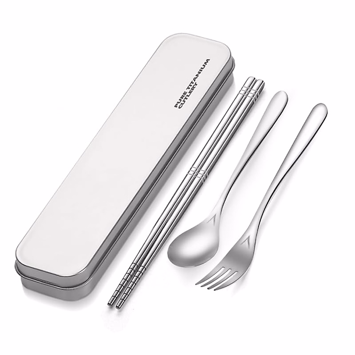 Pure Titanium Cutlery Set Chopsticks Fork Spoon Table Knife Portable Reusable Travel Tool Set (3)