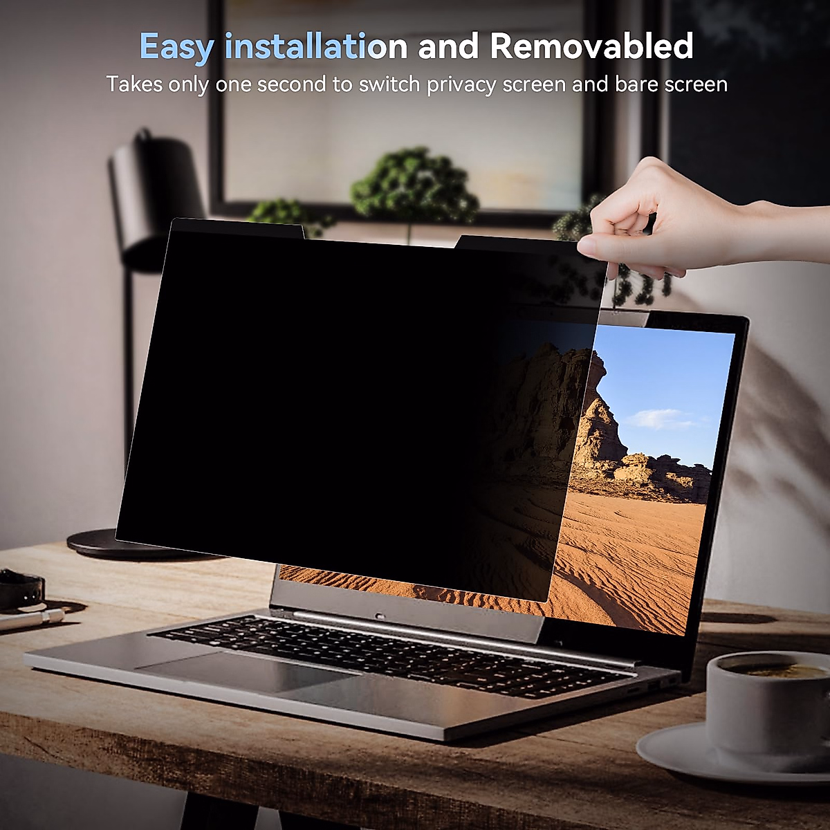 Mamol Magnetic Laptop Privacy Screen 15.6 inch ,16:9 Aspect Removable Anti Glare Protector Blue Light Privacy Screen Filter,Filter Shield Compatible with HP/Dell/Acer/Asus/Samsung/Lenovo/Thinkpad Envy