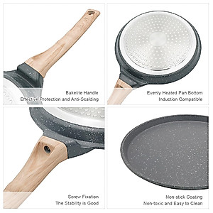 Bobikuke Nonstick Crepe Pan with Spreader,10 Inch Dosa Pan for Stove Tops Griddle Pan Flat Pan,Tawa Dosa Tortilla Pan,Compatible with All Stovetops - Black
