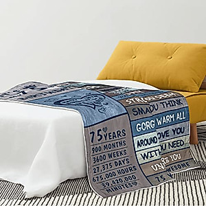 NAZZIUL 75th Birthday Gifts for Women/Men - 75th Birthday Gifts, 75 Year Old Blankets, Happy 75th Birthday Ideas for Mom Grandparents Throw Blanket 60"x50"