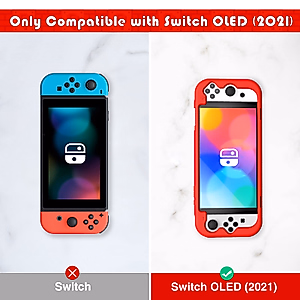 KENOBEE Silicone Case Compatible with Nintendo Switch OLED Model 2021, Soft Lightweight Ergonomic Grip Protective Cover with Shock-Absorption and Anti-Scratch Design for Switch OLED, Red