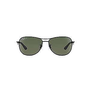 Ray-Ban Men's RB3519 Aviator Sunglasses, Matte Black/Green Polarized, 59 mm