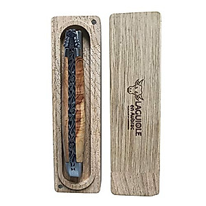 Laguiole en Aubrac Handmade Luxury Double Plates Folding Pocket Knife, 4.8-in (12cm), Juniper Handle, Hand Forged Special Crafting Bee #7, Stainless Steel Bolsters