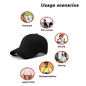 AOSMI 3 Packs Unisex Plain Cotton Strapback Baseball Hats Adjustable No-Logo Blank Clean Ball Caps for Men Women Outdoor Workout Black Grey Khaki