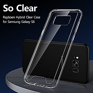 Rayboen for Samsung Galaxy S8 Phone Case Crystal Clear Design Shockproof Non-Slip Protective Samsung s8 Hard Plastic Phone Case PC Back & Soft TPU Frame Slim Fit S8 Cover Support Wireless Charging