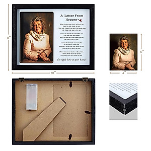WOODEXPE Sympathy Gift LED Memorial Shadow Box Memorial Picture Frame for Loss of Loved One 4x6 Photo (A Letter from Heaven Black)