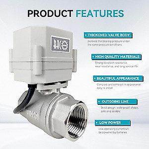 BACOENG 2 Way Motorized Ball Valve, 1 Inch DN25 Electrical Ball Valve, 110VAC Stainless Steel Electric Water Valve