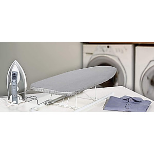 STORAGE MANIAC Tabletop Ironing Board with Iron Rest, All-Iron Frame & Silver Metallic Cover for Faster Ironing - Silver Grey