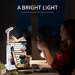 FSJITF LED Desk Lamps USB Charging Port,Table Lamps for Home Office,for iPhone/Android Study Reading Table Lights for Dormitory(Adapter not Included) (White)