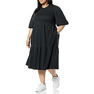 Amazon Aware Women's Organic Cotton Fit and Flare Dress (Available in Plus Size) (Previously Amazon Aware), Black, Large