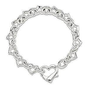 IceCarats 925 Sterling Silver Heart Love Link Chain Charm Bracelet 7.5 inch