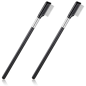 Metal Eyelash Brush 2 Pieces Grooming Eyelash Separator Mascara Metal Separated Lash Make up Brush Comb Cosmetic Separator Curler Eye Makeup Tool for Women