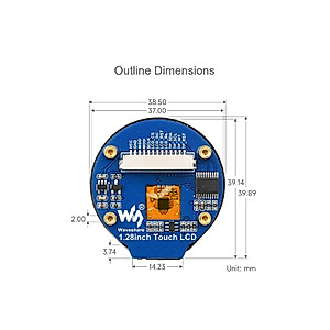 1.28inch Touch LCD Display Module, 240×240 Resolution Round LCD IPS Screen, 65K Colors Display, 4-Wire SPI and I2C Communication, Support Raspberry Pi/Raspberry Pi Pico/Arduino/STM32