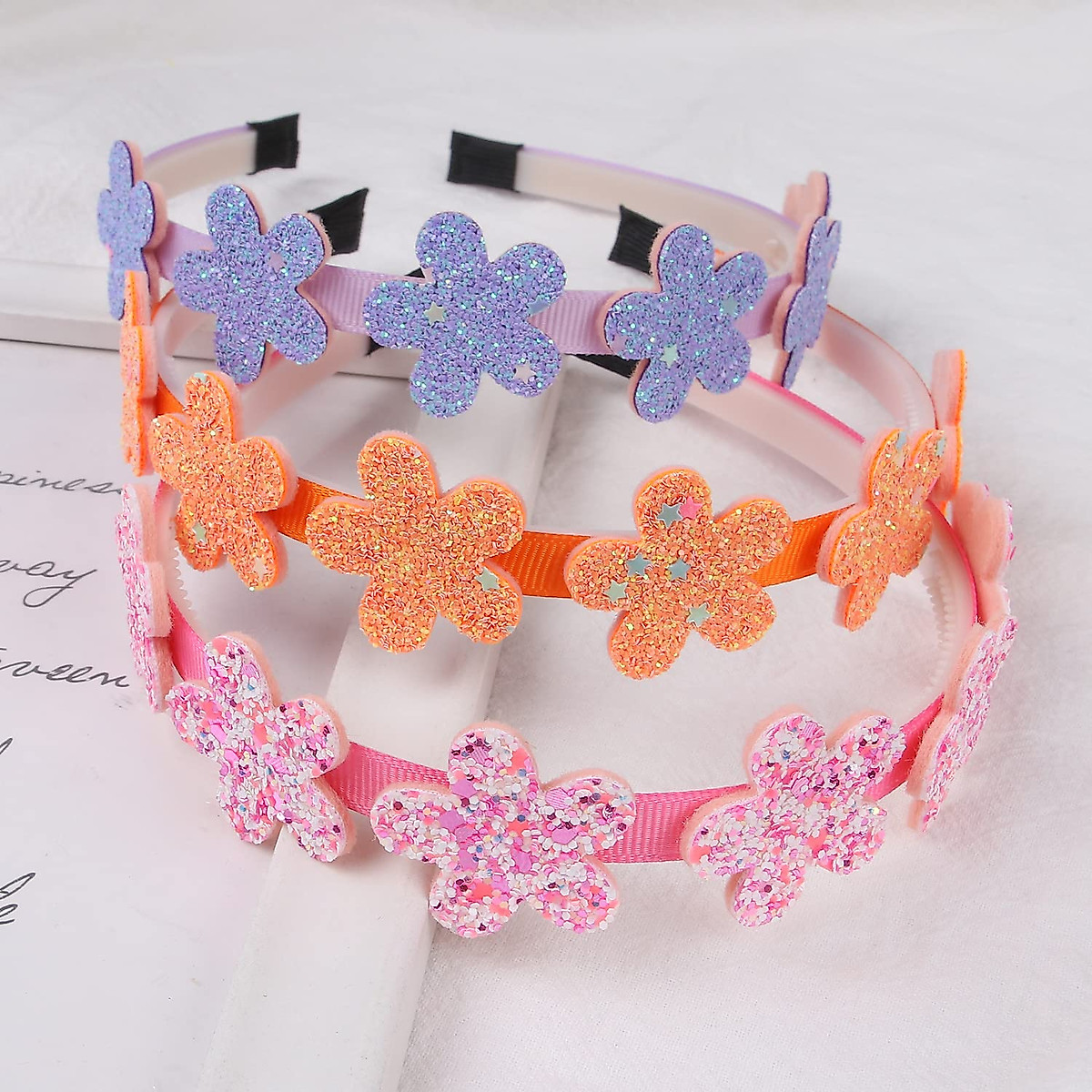 Ooosonlu Toddler Headband with bow little girl headbands glitter headband for girls headband for little girl hair accessories sparkly hair bands for kids