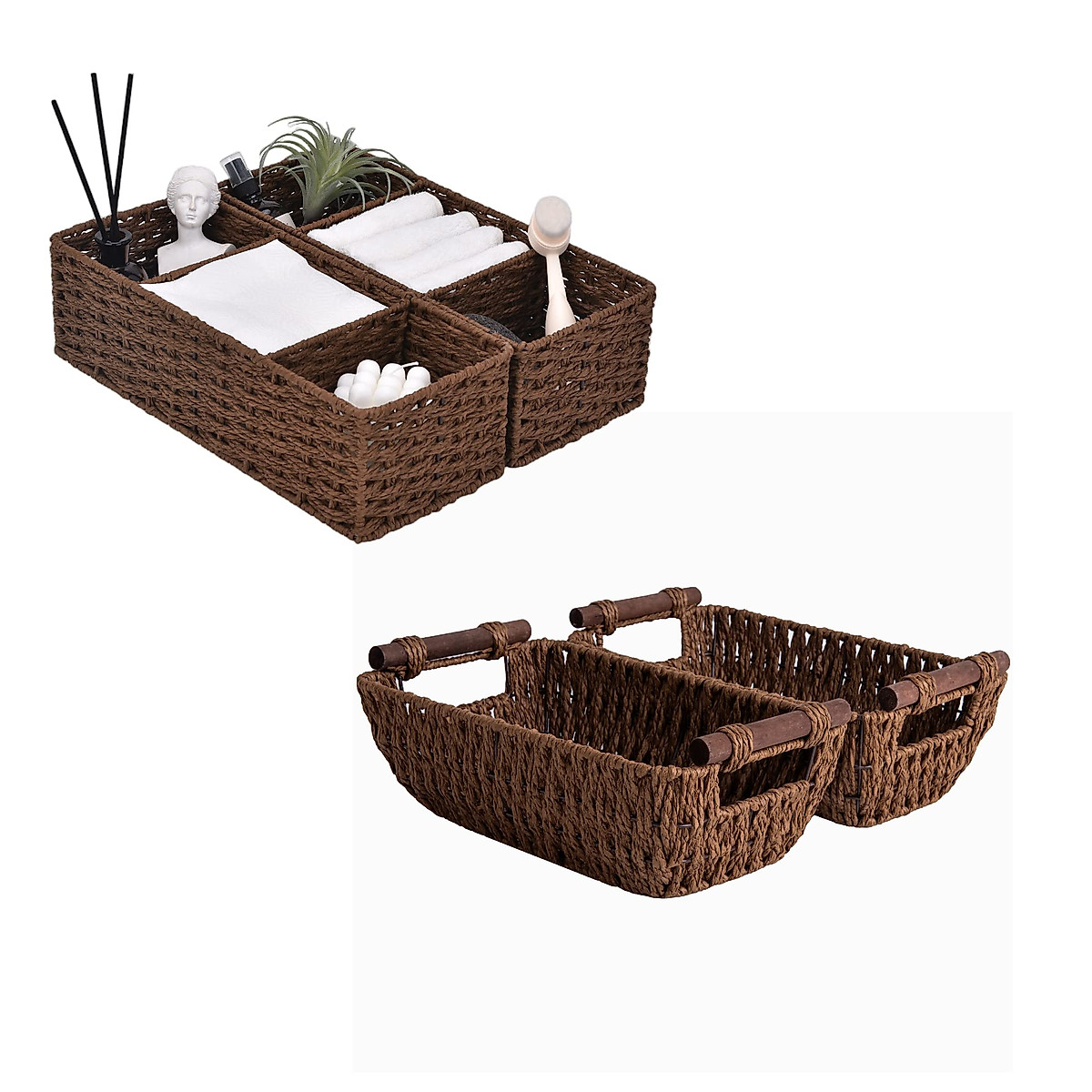 StorageWorks Round Paper Rope Storage Baskets