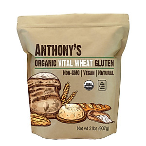 Anthony's Organic Vital Wheat Gluten, 2 lb, High in Protein, Vegan, Non GMO, Keto Friendly, Low Carb
