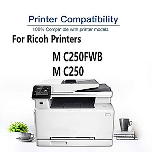 SINIYA 2-Pack (Cyan) Compatible M C250FWB M C250 Toner Cartridge Replacement for Ricoh C250 408349 Printer Toner Cartridge