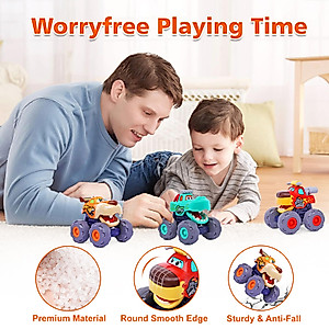 OCATO Toy Cars for 1 Year Old Boy Gifts Monster Trucks Boys Toys for 1 2 3 Year Old Boys Girls Kids Toddler Car Toy Trucks Baby Boy Toys 12-18 Months Pull Back Cars for Toddlers 1-3 Birthday Xmas Gift