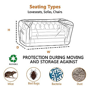 STARTWO Furniture Cover Plastic Couch Cover Heavy Duty Water Resistant Thick Clear | Sofa Slipover for Moving and Long Term Storage 42”(Width) x 92”(Depth) x 42"(Height)