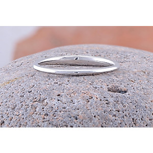 SILVERCLOSEOUT Rhodium Plated Sterling Silver Thin Stackable Womens Love Ring Thin Stacking Rings- Size 11