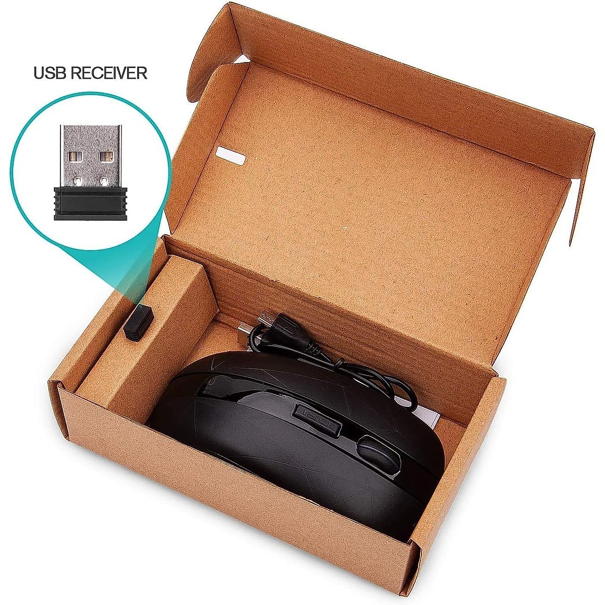 Rii RM200 2.4G Wireless Mouse with USB Nano Receiver, 5 Buttons Rechargeable Mouse,Colorful Backlit RGB Gaming Mouse for Notebook,PC,Computer-Black
