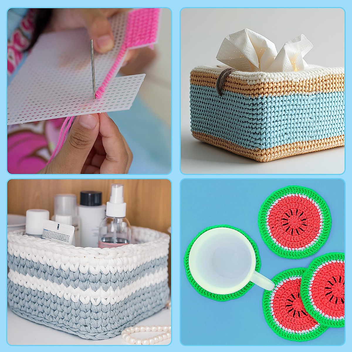 Caydo 2 Pieces 7 Count Plastic Mesh Canvas Sheets for Embroidery, Acrylic Yarn Crafting, Knit Crochet Projects and Make Aquarium Dividers (10.5 X 13.5 Inch)