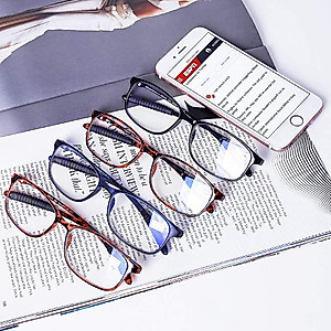 DOOViC Reading Glasses 4 Pack Blue Light Blocking Anti Eyestrain Flexible Lightweight Computer Readers for Men Women 1.75 Strength