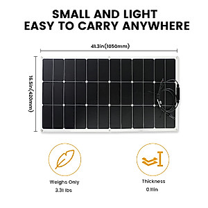 HIMINO 120 Watt Flexible Solar Panel Kit, 18 Volt Monocrystalline Semi-Flexible Bendable Mono Off-Grid Charger for Car, RV, Boat, Cell Phone & More