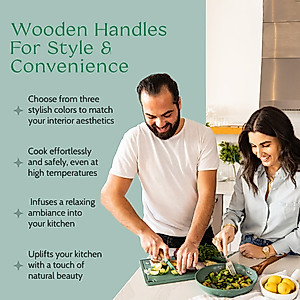 PHANTOM CHEF 18-Piece Cookware Set | Non-Stick Ceramic Coating | Oven & Dishwasher Safe | PFOA-Free | Aluminum Pots & Pans Set with Lids | Stay-Cool Handles | Induction Stovetop Compatible (Green)