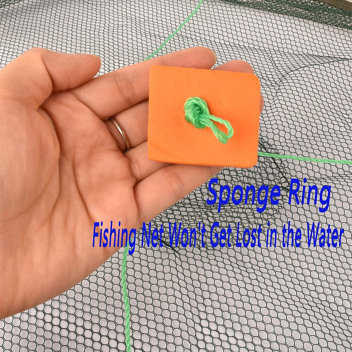 Foldable Fishing net Hand cast net, Shrimp net Crab net Fishing net Crayfish Hand cast cage (Top: 39.4in/Bottom:31.5in)