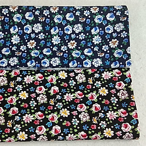 PUMCRAFT Sewing Fabric 100% Plain Cotton Poplin Black Colorful Flower and Navy Blue FlowerPrinted Cotton Poplin Fabric 50x140cm Tree Fabric Patchwork - 50cm - 140cm Fabric Patchwork Craft