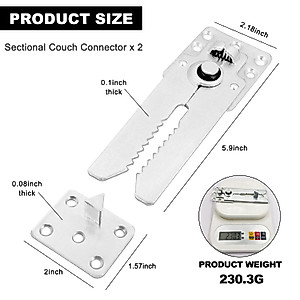 JLXMAXLJ 2 Pack Sectional Couch Connectors Metal Couch Clips Sofa Connector Interlocking Furniture Connector with 24 Screws
