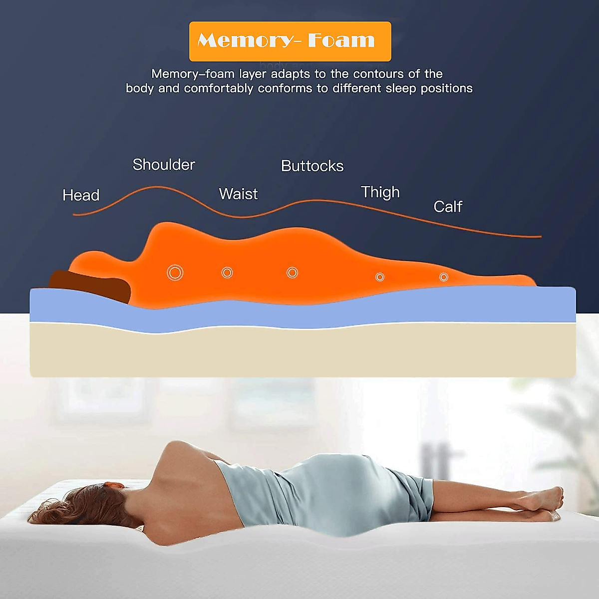 Dkeli Queen Mattress, 8 Inch Gel Memory Foam Mattress for Cool Sleep & Pressure Relief, Medium Firm Bed Mattresses, CertiPUR-US Certified, White