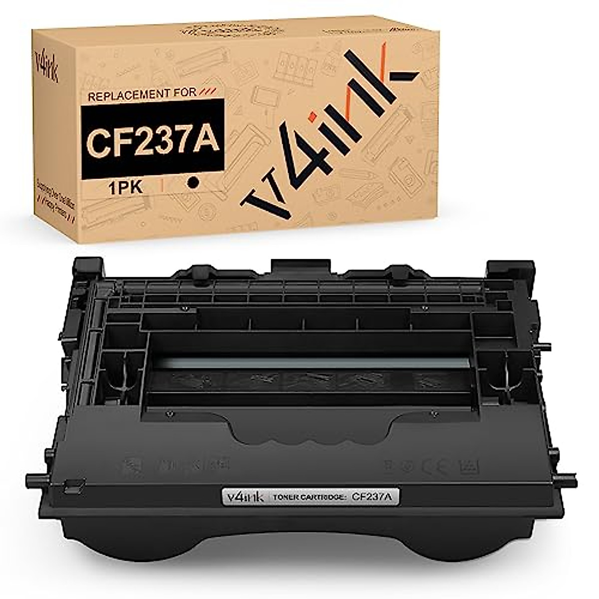 CF237A V4INK Compatible Toner Cartridge Replacement for HP 37A CF237A Toner Black for HP M607 M608 M609 M607n M607dn M608n M608dn M608x M609dn M631h M631dn M632h M632fht M632z M633fh Printer, 1 Pack