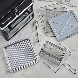 West Bend Air Fryer Oven 15-Quart with Digital Controls Easy-View Door and 16 Cooking Presets, Includes Eight Accessories, 1000-Watts, Black