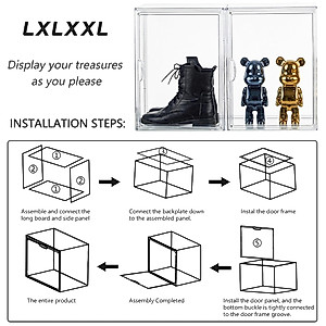 Clear Acrylic Display Case, Stackable Plastic Storage Bins with Magnetic Attraction Lid, Showcase for Cosmetic, Large Figures Collectibles, X-Large