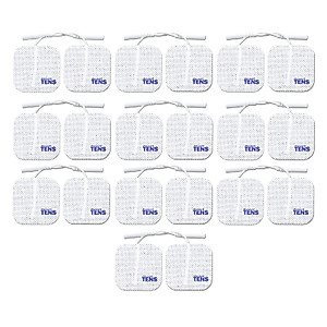 TENS Electrodes, Value Wired Replacement Pads for TENS Units, 20 TENS Unit Electrodes (2in x 2in, 20 Pack) Discount TENS Brand