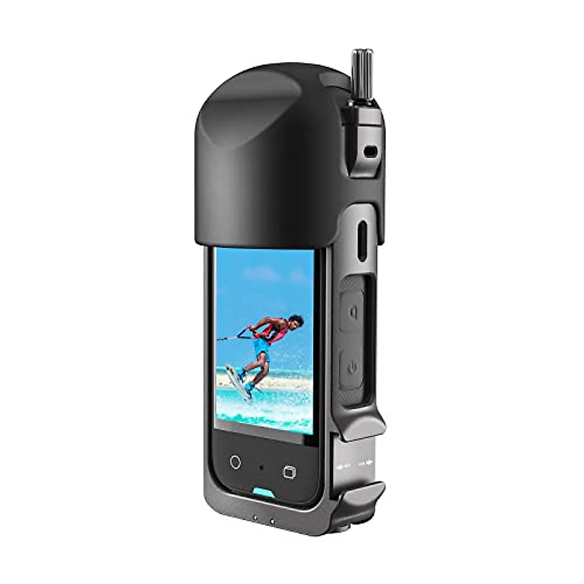 Aluminium Protective Frame and Silicone Lens Guards Cap for Insta360 X3,Metal Durable Housing Cage with Cold Shoe Mount,Bundle Include Metal Cage and Lens Protector