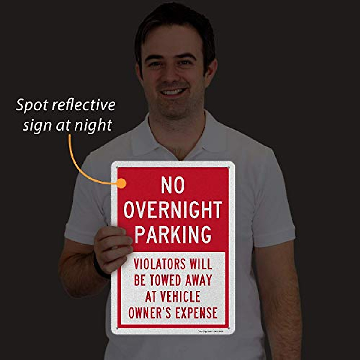 SmartSign “No Overnight Parking - Violators Will Be Towed Away At Vehicle Owner's Expense” Sign | 10" x 14" Engineer Grade Reflective Aluminum