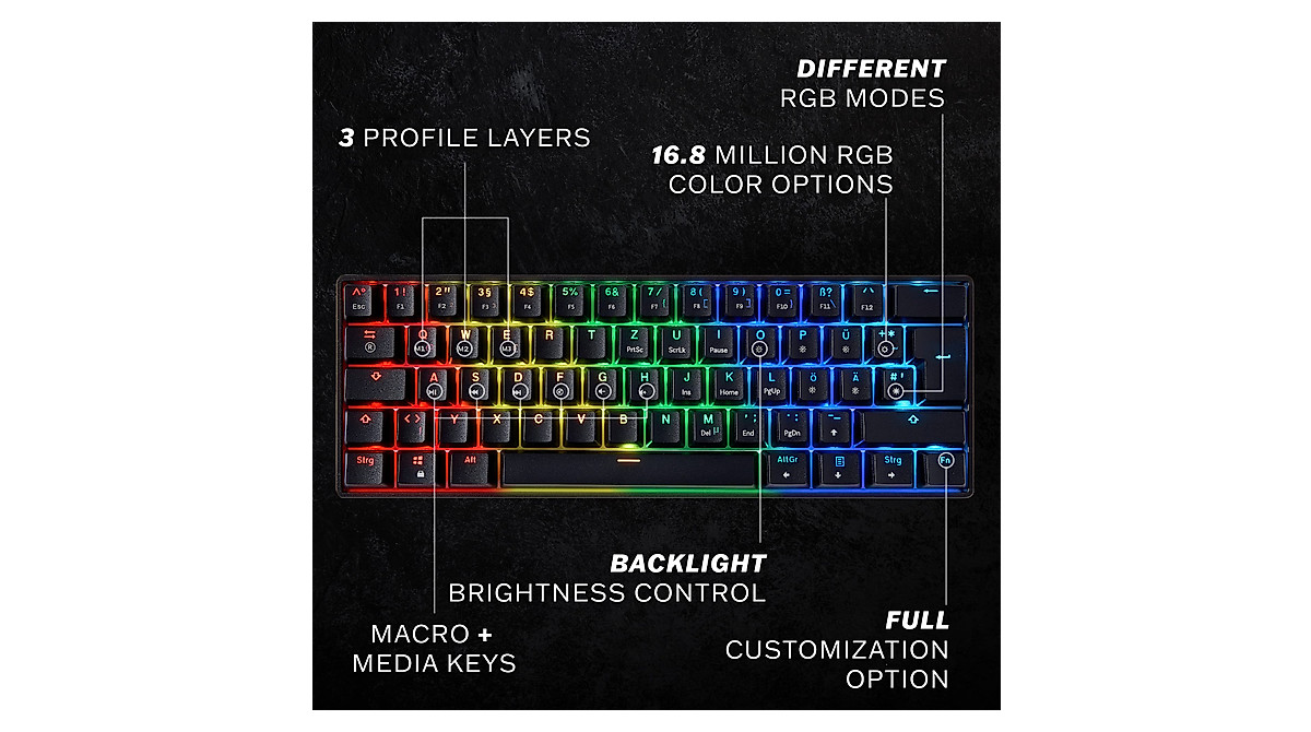 HK Gaming GK61s Mechanical Gaming Keyboard - RGB, Hot-Swap