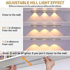 LED Motion Sensor Cabinet Light - Upgraded Remote Control 3 Light Modes Stepless Dimming Under Closet Lights 15.8”, USB Rechargeable Magnetic Lights for Kitchen Wardrobe Cupboard Office 2pcs